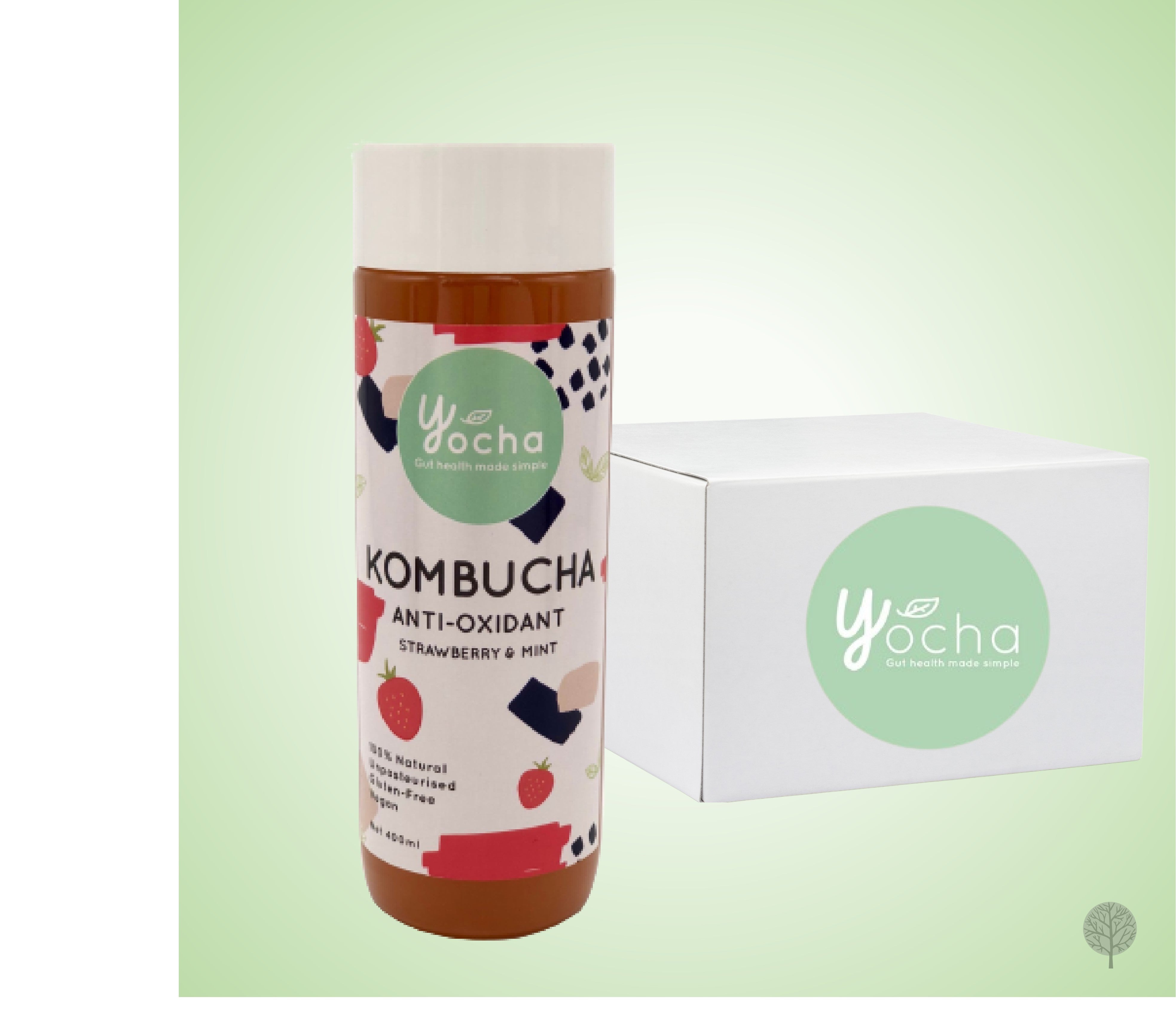 YOCHA - KOMBUCHA - ANTI-OXIDANT - STRAWBERRY / MINT - 400ML X 12 BTL ...