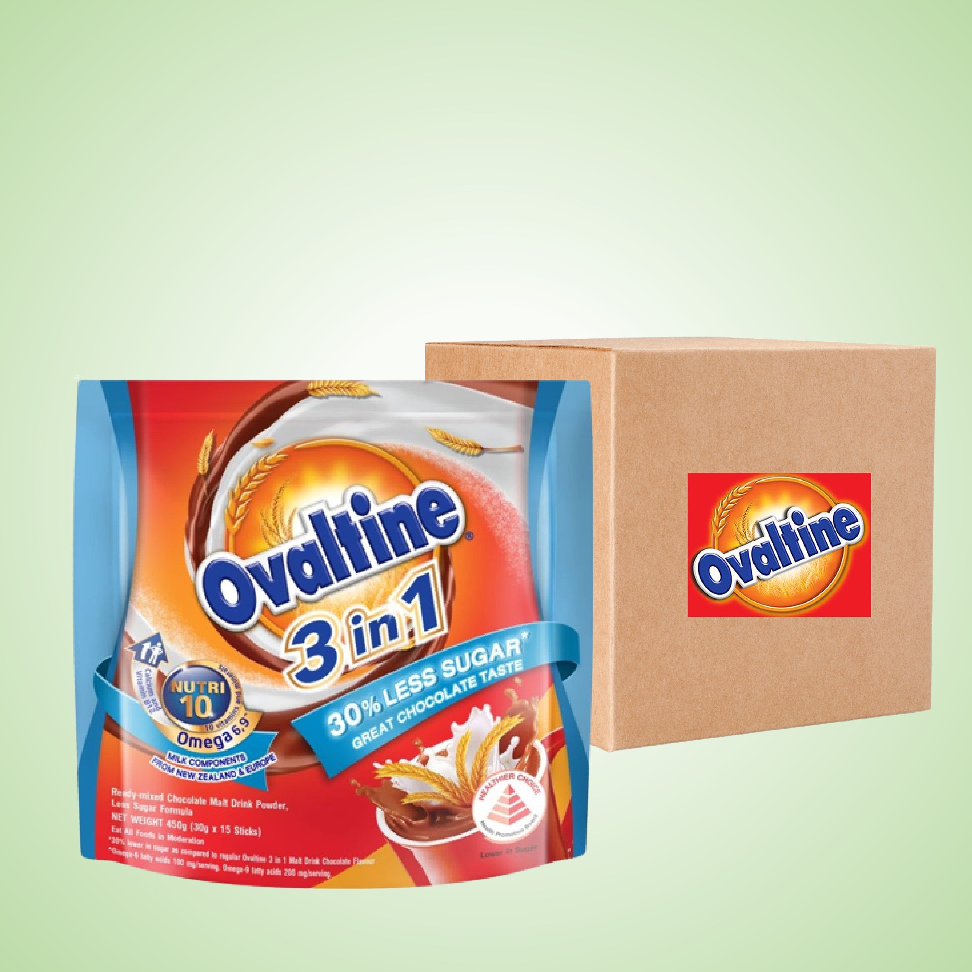 OVALTINE - CHOC DRINK - SACHETS - 3-IN-1 LESS SUGAR - 30% LESS SUGAR ...